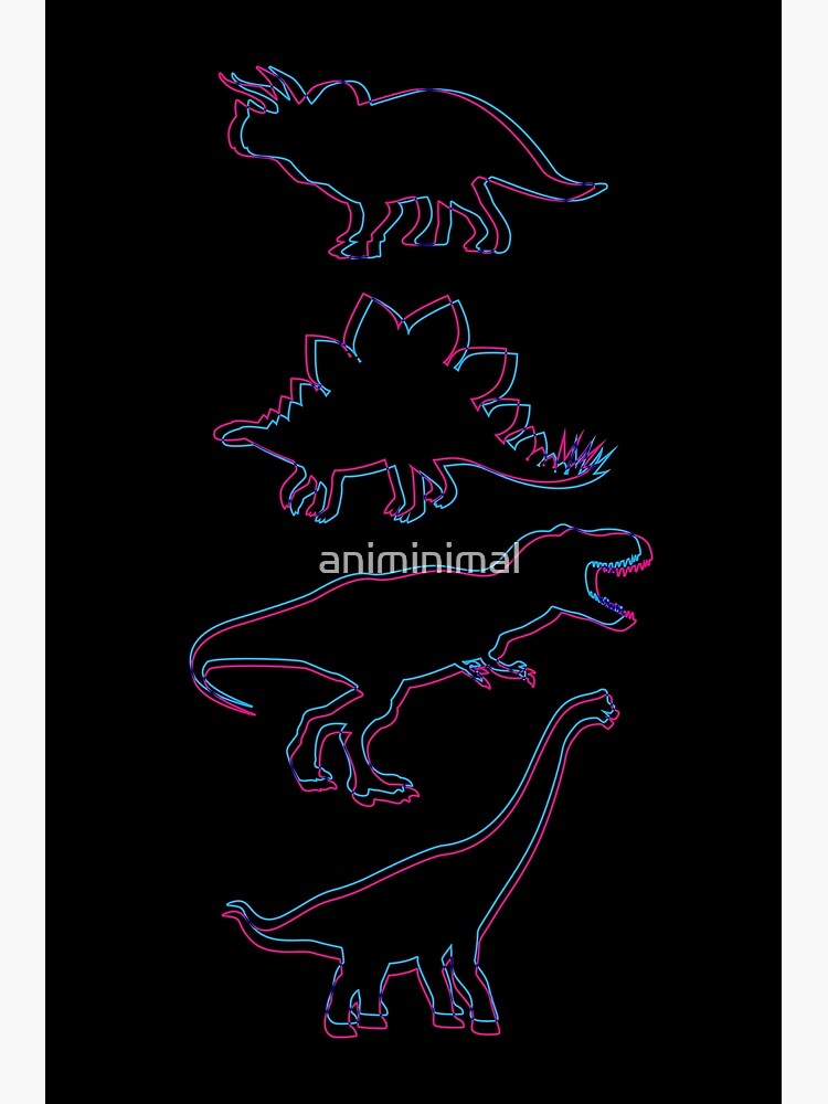 "Super rad Neon dinosaurs (black)" Poster for Sale by animinimal ...
