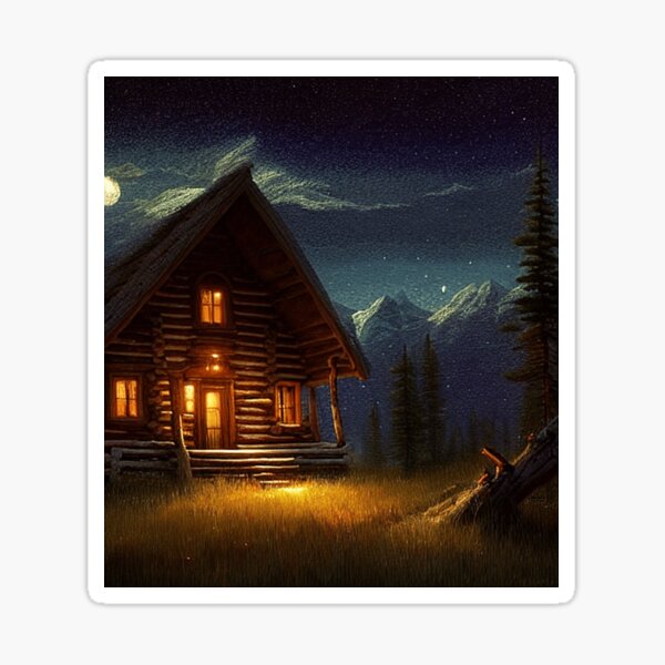 "Cozy Cabin" Sticker for Sale by SilverFrog | Redbubble