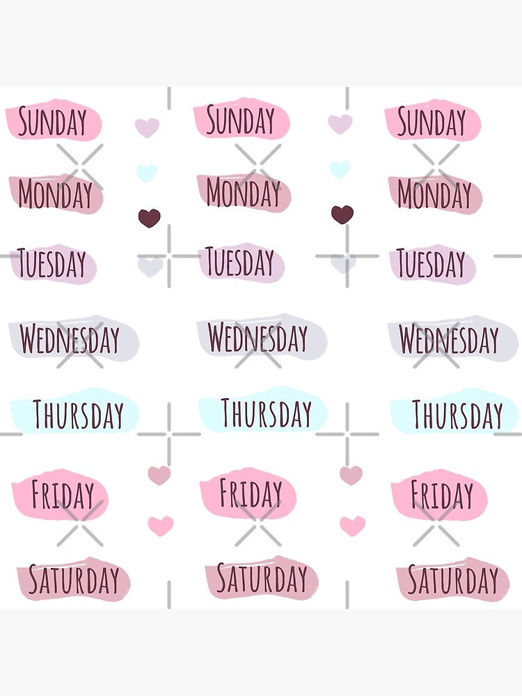 "Days of the week pack for bullet journaling with cute pastel design ...