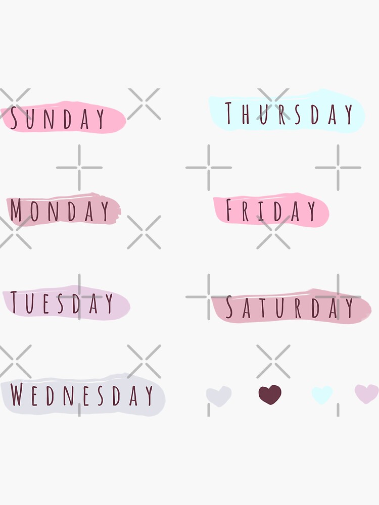 "Days of the week pack for bullet journaling with cute pastel design ...