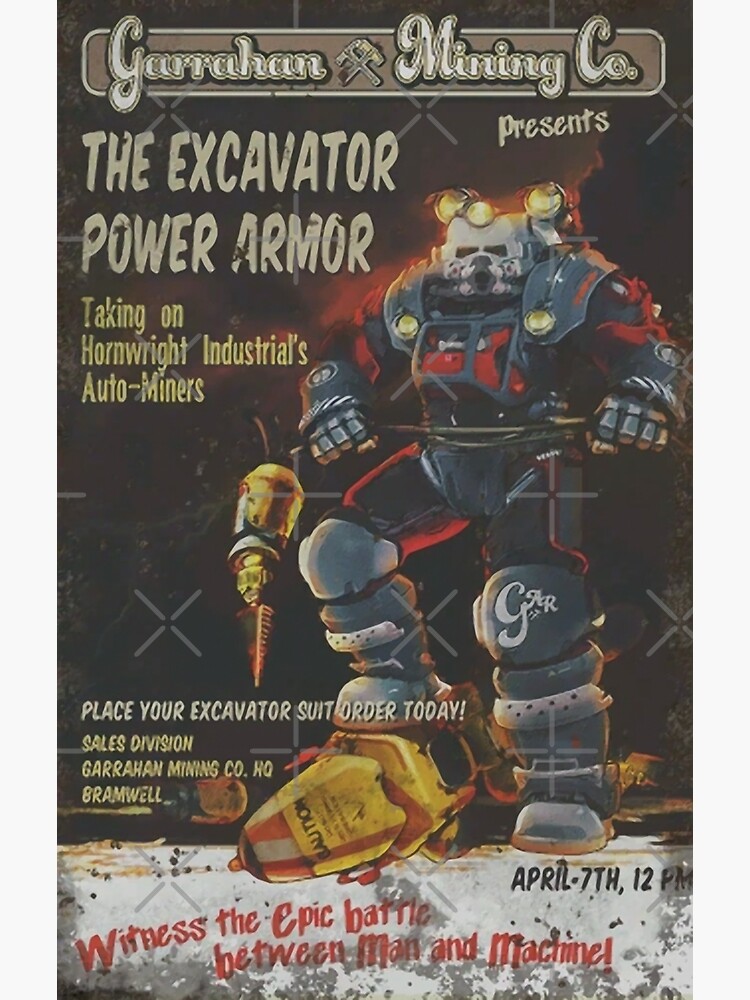 "The Excavation Power Armor Poster" Sticker for Sale by Fallout-Lores ...