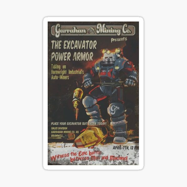"The Excavation Power Armor Poster" Sticker for Sale by Fallout-Lores ...