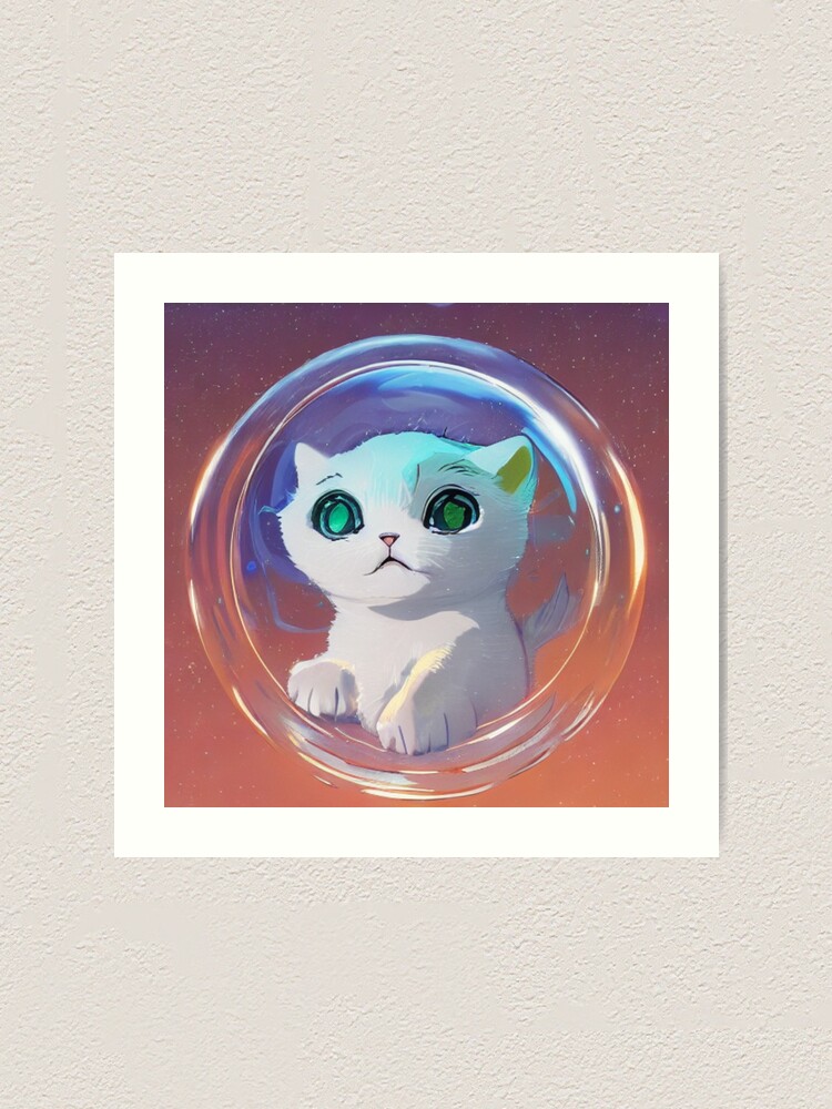 "Kawaii White Cat Bubble Kitten bubble kitty close up face makoto focus ...