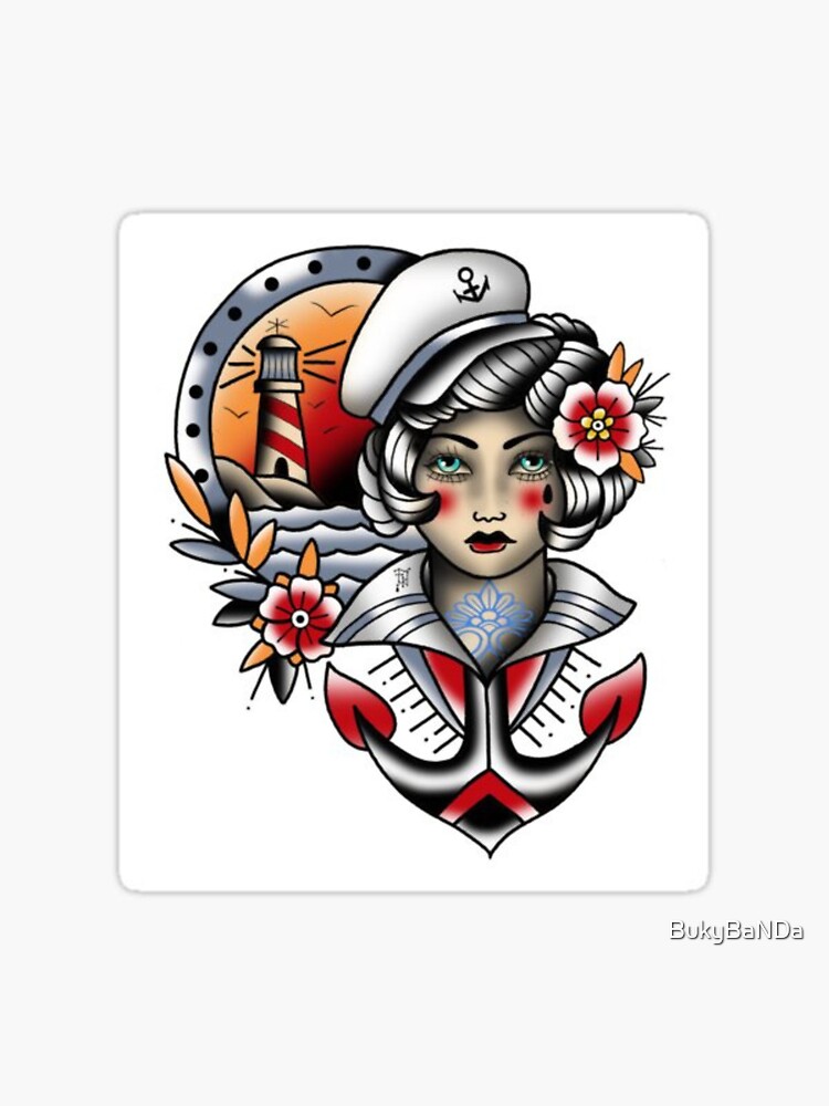 "Captain Girl with flower" Sticker for Sale by BukyBaNDa | Redbubble