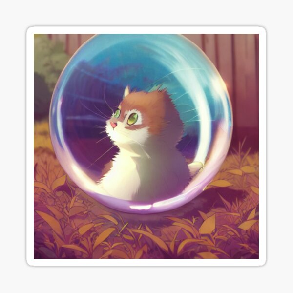 "Kawaii White Cat Bubble Kitten bubble kitty close up face makoto focus ...