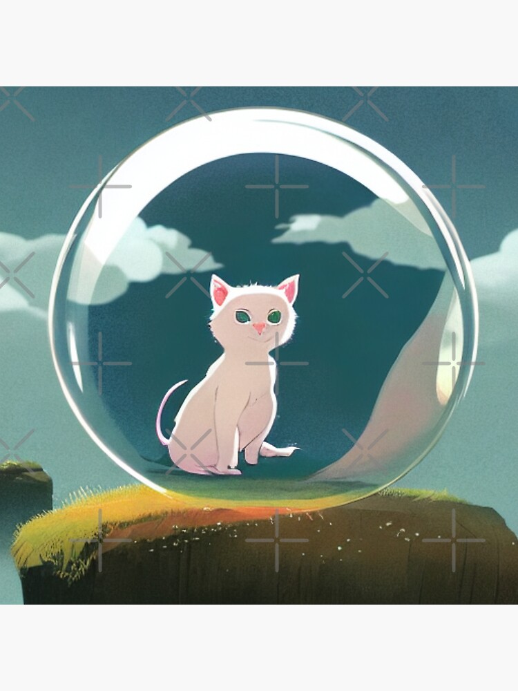 "Kawaii White Cat Bubble Kitten bubble kitty close up face makoto focus ...