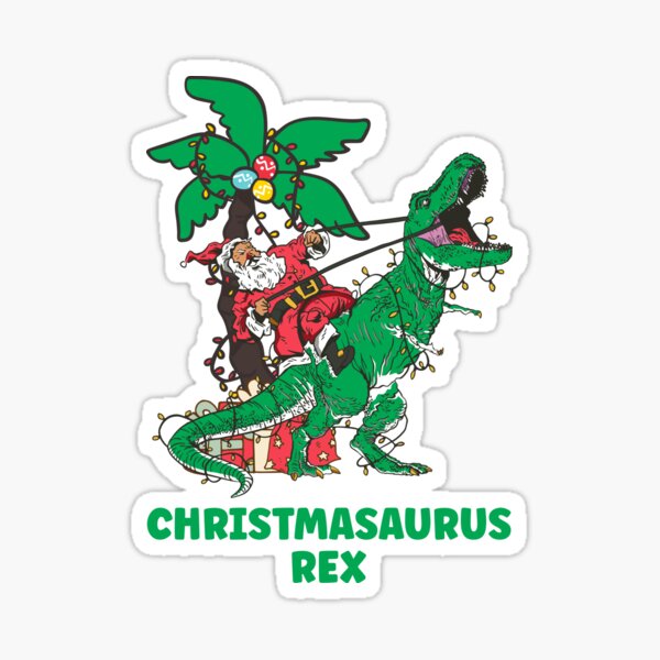 Pegatina «Christmasaurus Rex Santa montando T-rex en Navidad para ...