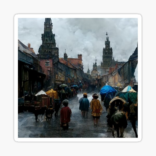 "Medieval City Painting" Sticker for Sale by UpField | Redbubble