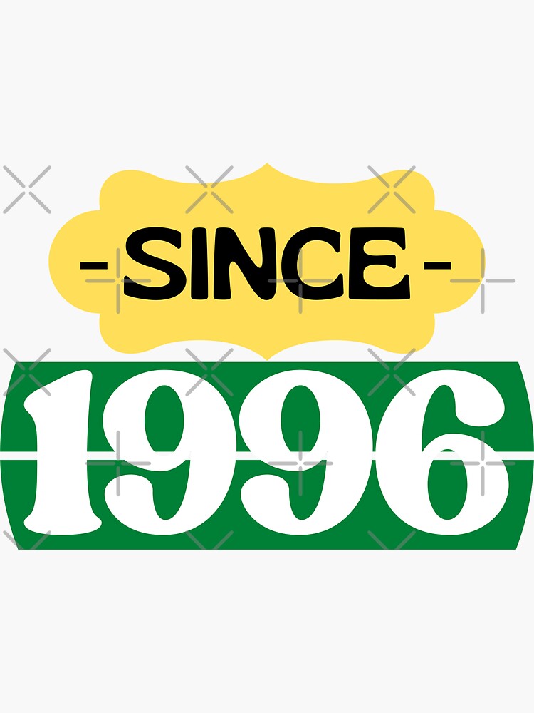 "Since 1996 Birthday Retro: black yellow green white" Sticker for Sale ...