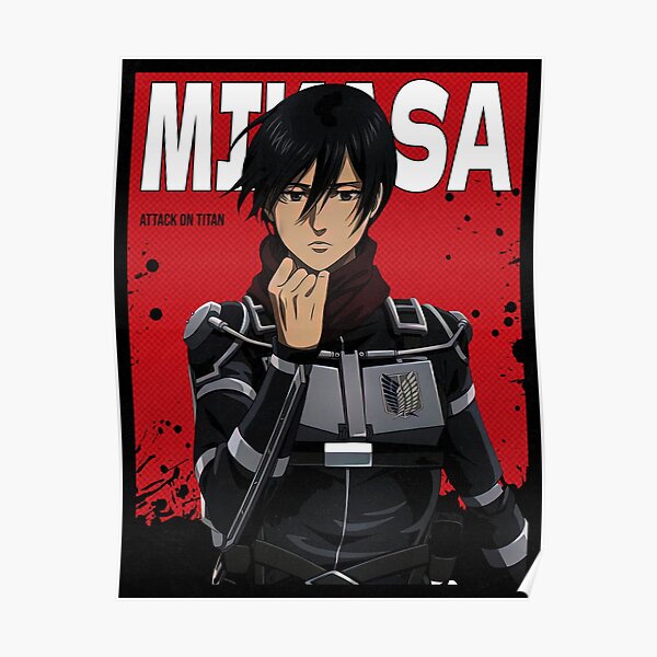 "Mikasa Ackerman Attack On Titan Red Comic Design" Poster for Sale by ...