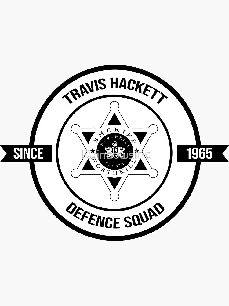 "Travis Hackett Defence Squad (white)" Sticker for Sale by RainbowsInc ...