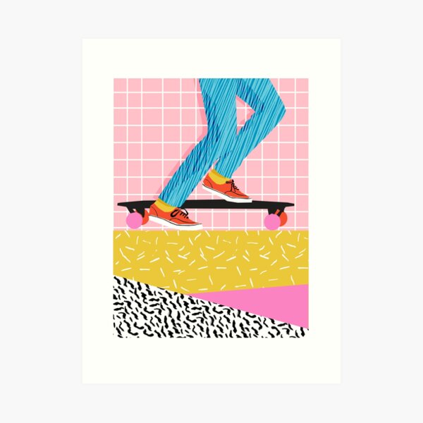 "Chavvy - memphis skateboarder long boarding retro patterns 1980's ...