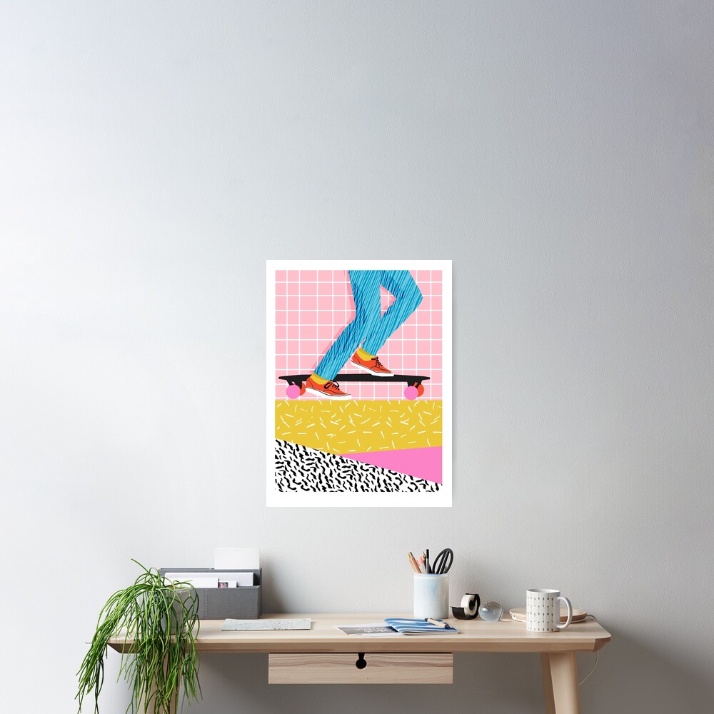 "Chavvy - memphis skateboarder long boarding retro patterns 1980's ...