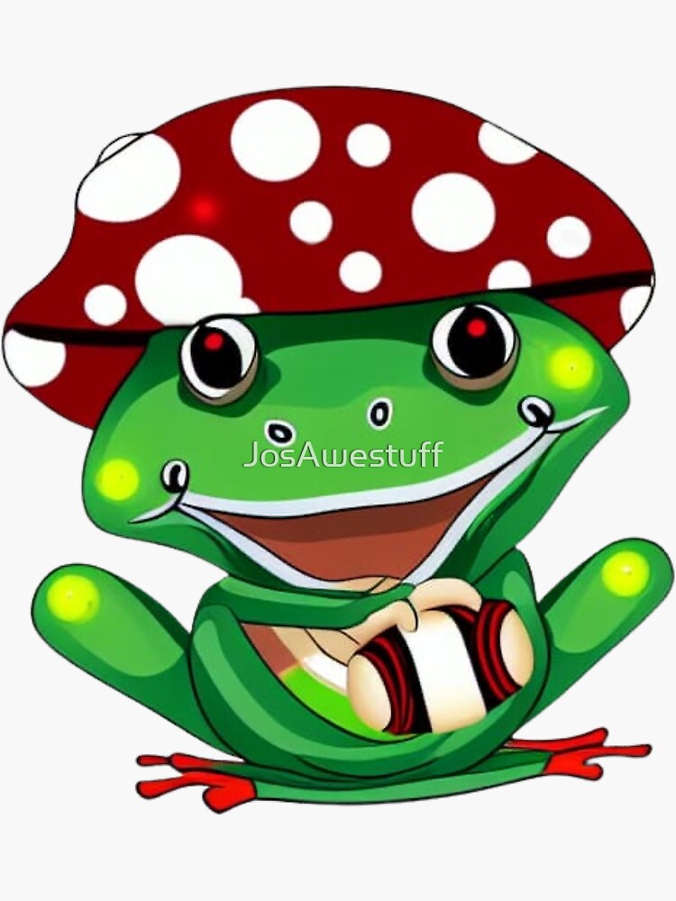 "Cute Mushroom Frog" Sticker for Sale by JosAwestuff | Redbubble