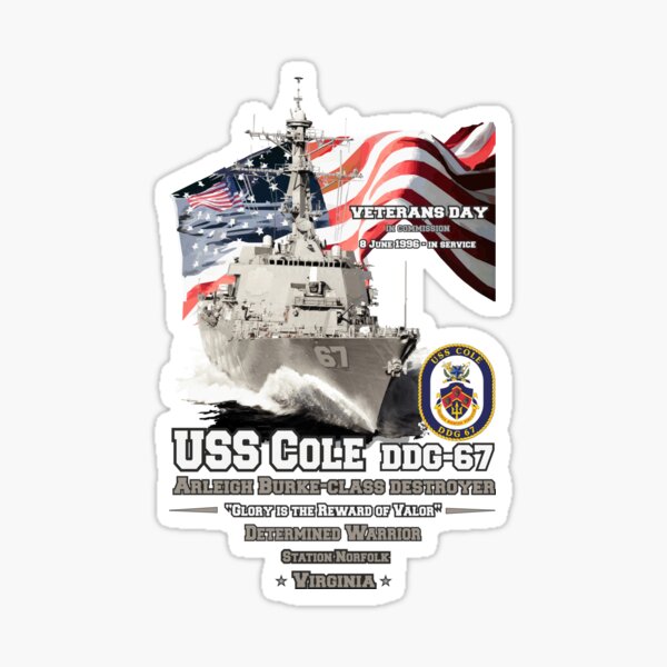 "USS Cole - US Navy Destroyer - Veterans day" Sticker for Sale by ...