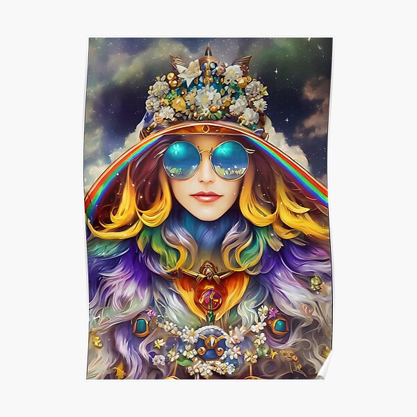 "Rainbow night woman with Flowered Hat" Poster for Sale by Norsia ...
