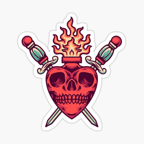 "skull with two swords" Sticker for Sale by aubstore | Redbubble