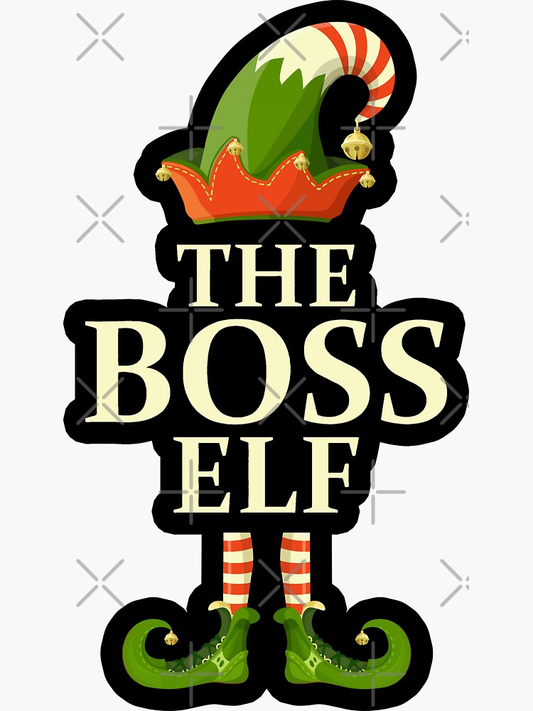 "The boss elf merry christmas" Sticker for Sale by Eisogun | Redbubble