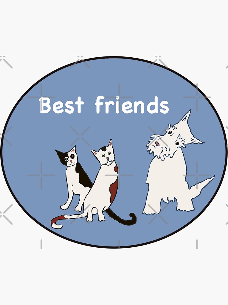 "Scottie Dog with his best cat friends" Sticker for Sale by Janpaints22 ...