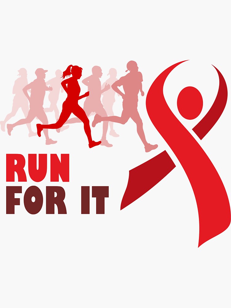 "Red ribbon Marathon World Aids Day " Sticker for Sale by catchyology ...
