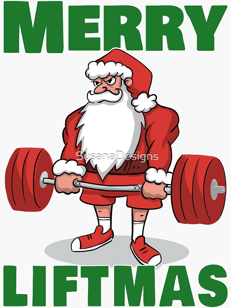 "Powerlifting Santa Deadlift Merry Liftmas" Sticker for Sale by ...