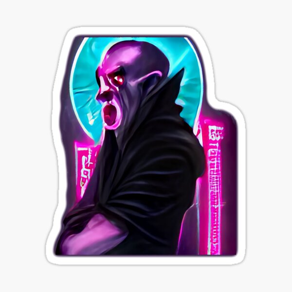 "Abstract Neon Synthwave Nosferatu Vampire #2" Sticker for Sale by ...