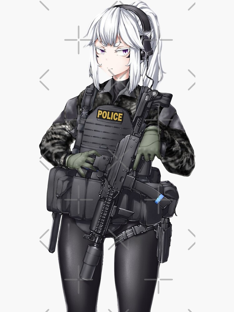 "Police Anime Girl" Sticker for Sale by kittiescuties | Redbubble