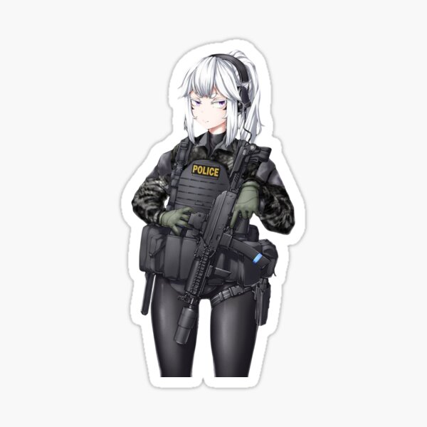 "Police Anime Girl" Sticker for Sale by kittiescuties | Redbubble