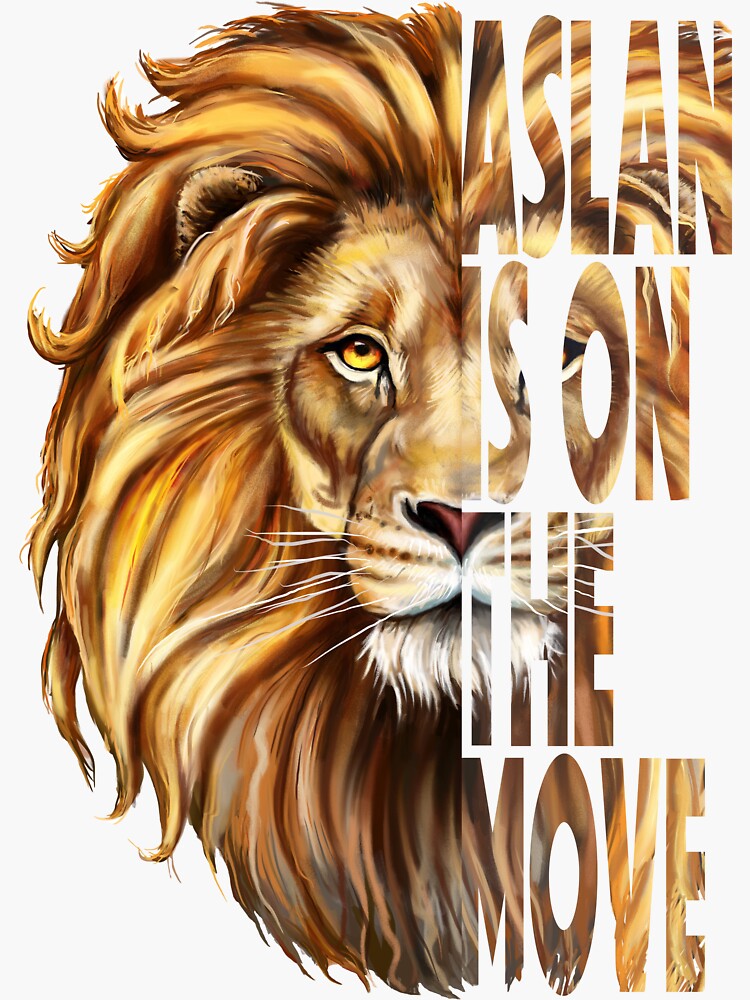 "Aslan is on the Move" Sticker for Sale by pickjesusktkeit | Redbubble
