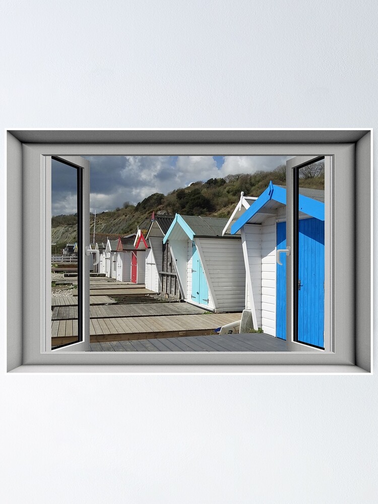 "Beach Huts Through The Window" Poster for Sale by PeteRide | Redbubble