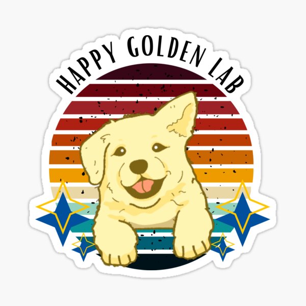 "Happy golden lab" Sticker for Sale by CorneliusDesign | Redbubble
