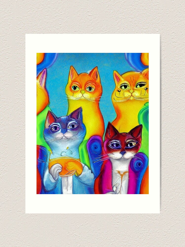 Lámina artística «Fancy Tie tinte gato Fuzzy gatito piel lindo Kitty ...