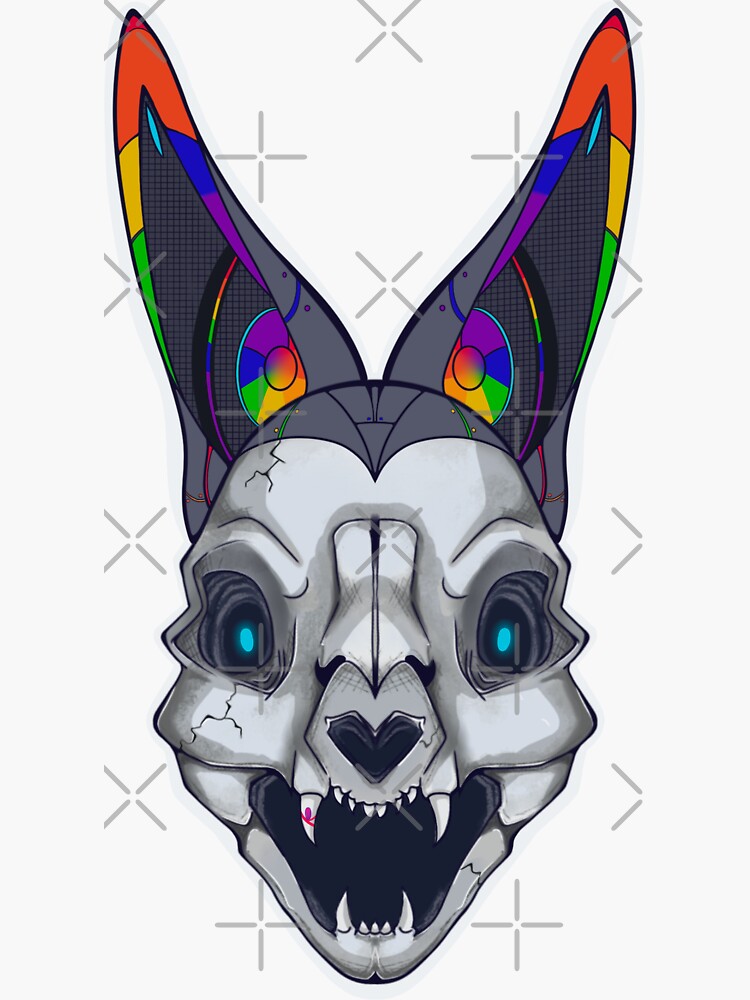"Bio-Tech Rainbow Skull; Rabbit" Sticker for Sale by DarklingArtist ...