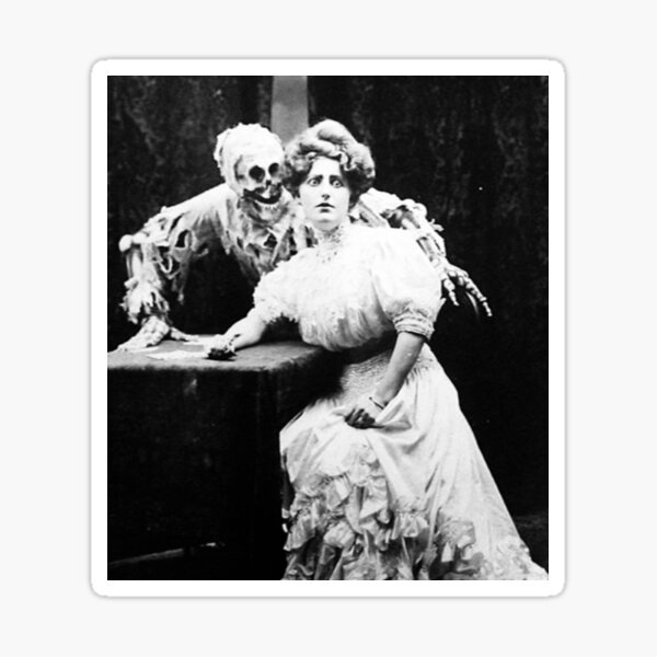 "Victorian Woman with a skeleton 1800s" Sticker for Sale by ...