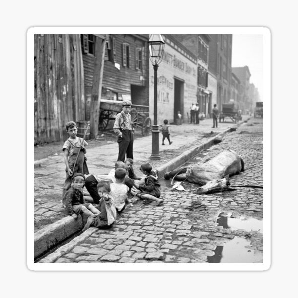 "1800s New York City kids in the street" Sticker for Sale by ...