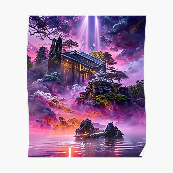"japanese temples" Poster for Sale by zar4fussion | Redbubble