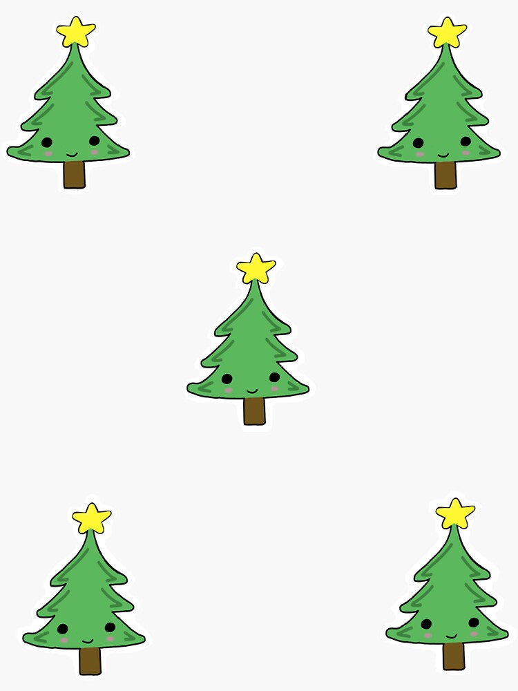 "Kawaii Christmas trees" Sticker for Sale by Rachel-JW | Redbubble