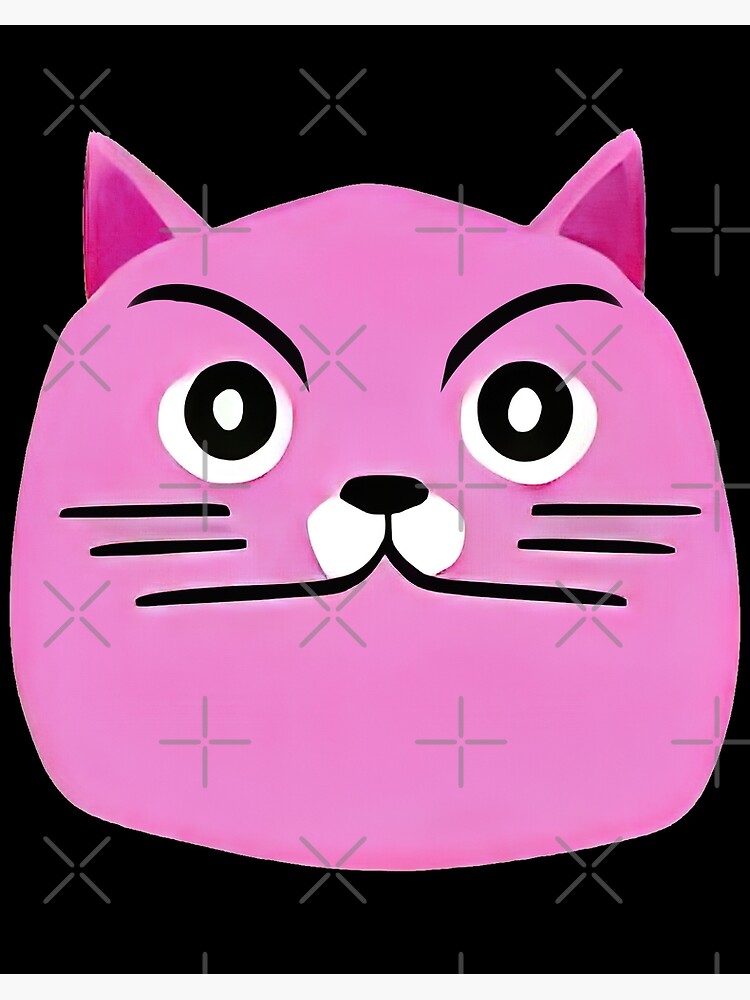 "Cute Fat Cat Pink Head Illustrated " Poster for Sale by WonkaDunkaDunk ...