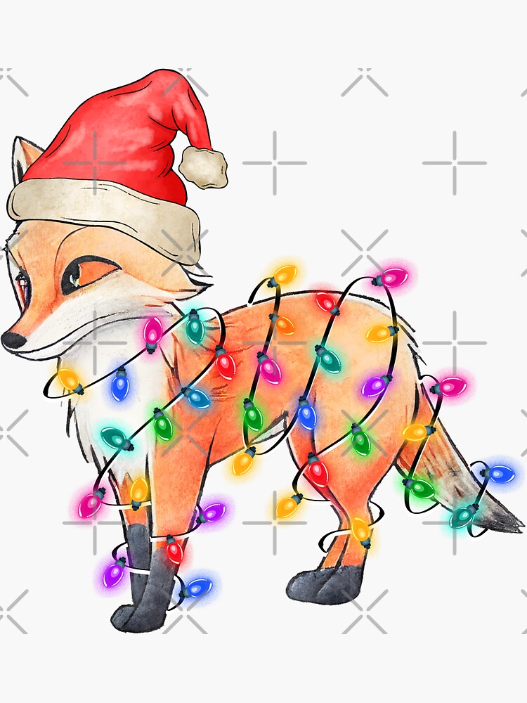 "Merry Christmas Lights Holiday Fox" Sticker for Sale by ThisIsMugLife ...