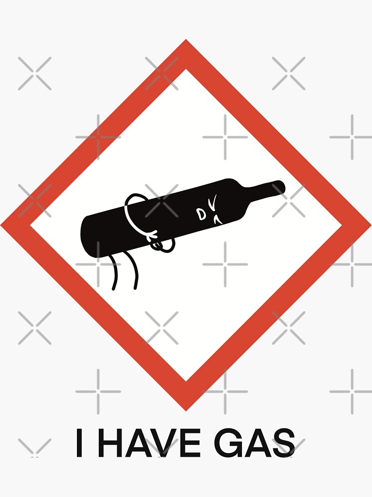 "Funny Compressed Gas Hazard Symbol" Sticker for Sale by TrailMixArt ...