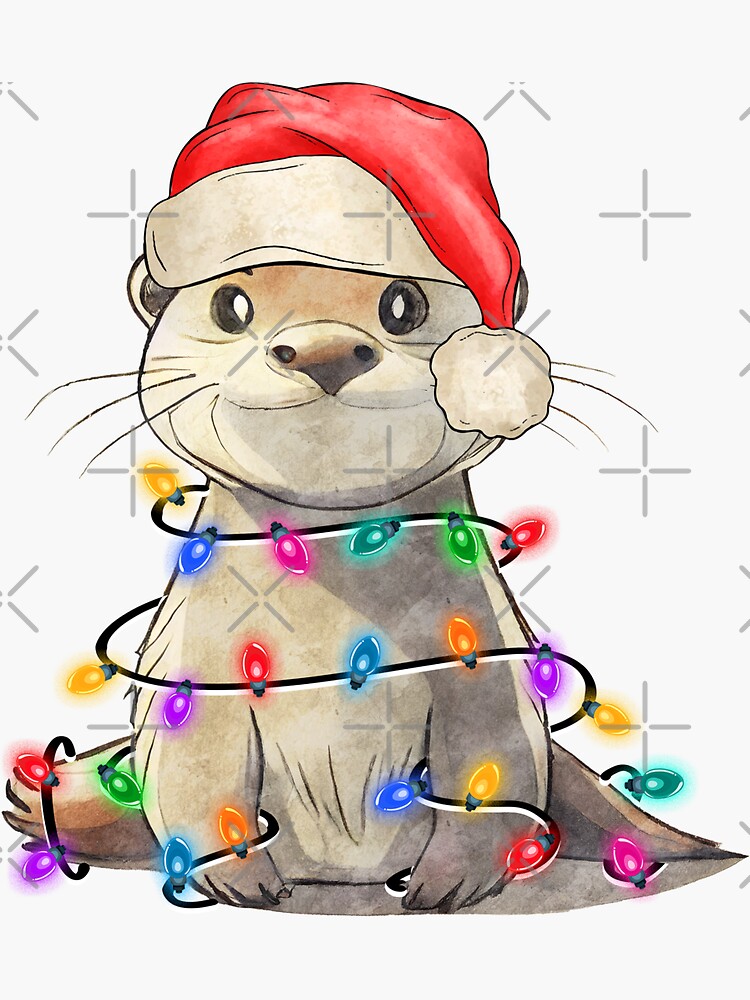 "Merry Christmas Lights Otter" Sticker for Sale by ThisIsMugLife ...