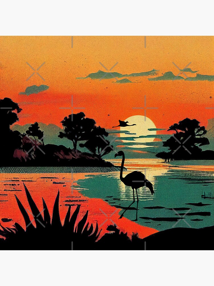 "Vintage Retro Sunset Art Of Zoo" Sticker for Sale by vectrus | Redbubble