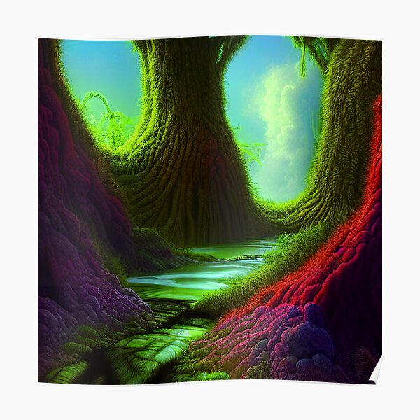 "Green Landscape with Trees and Lake, Sceney Nature" Poster for Sale by ...