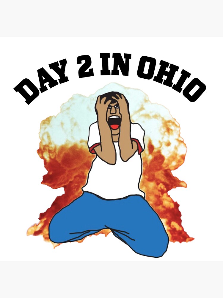 "Day 2 in Ohio meme with explosion" Sticker for Sale by Picsonshirts ...