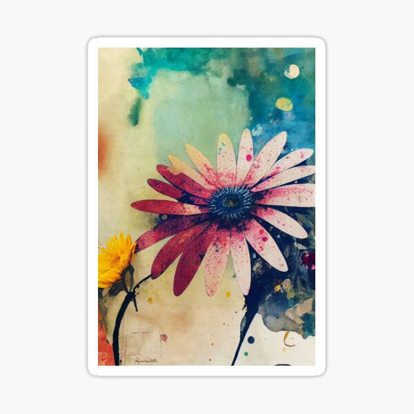 "Retro Ink FLower" Sticker for Sale by MG-S | Redbubble