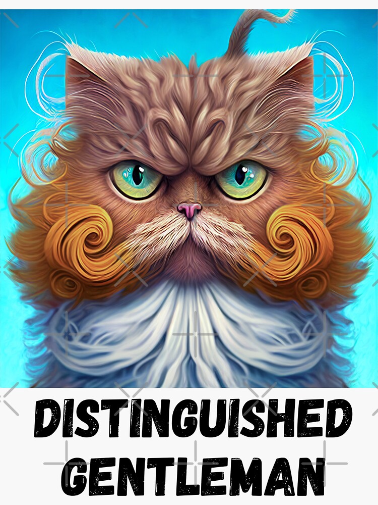 "Distinguished Gentleman (moustache cat)" Sticker for Sale by ThreadKat ...