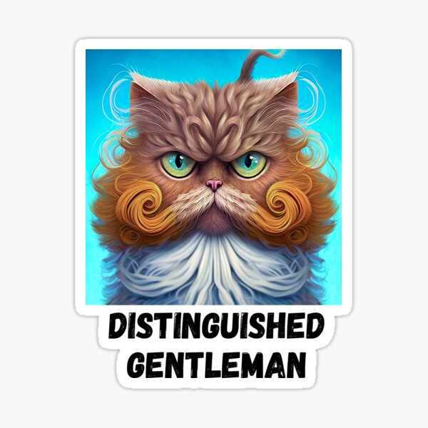 "Distinguished Gentleman (moustache cat)" Sticker for Sale by ThreadKat ...