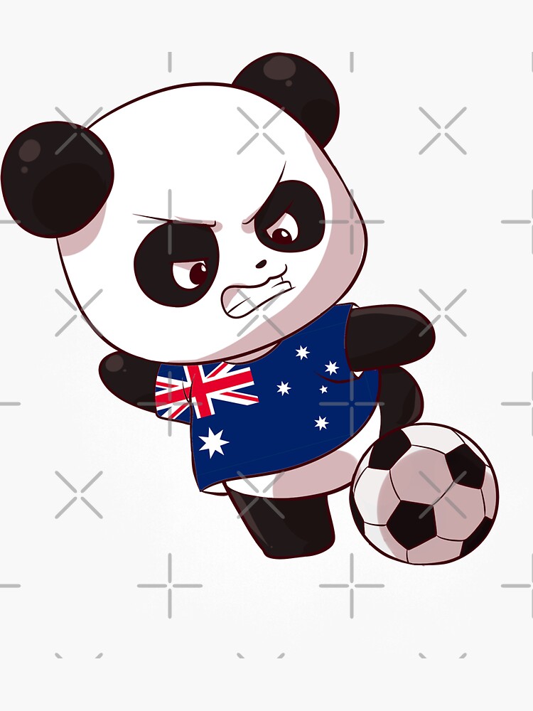 "Funny Panda Shooting Australia Football - Australian Flag Soccer ...