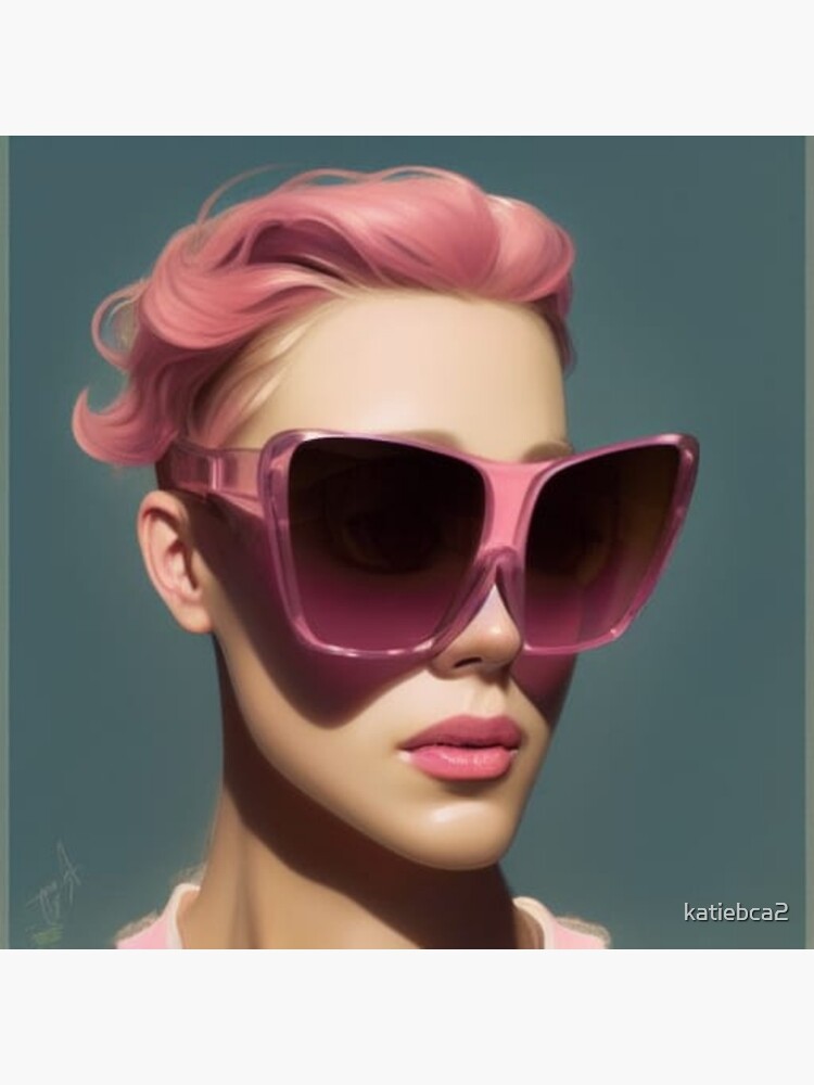 "Portrait of Woman with Large Pink Sunglasses" Sticker for Sale by ...