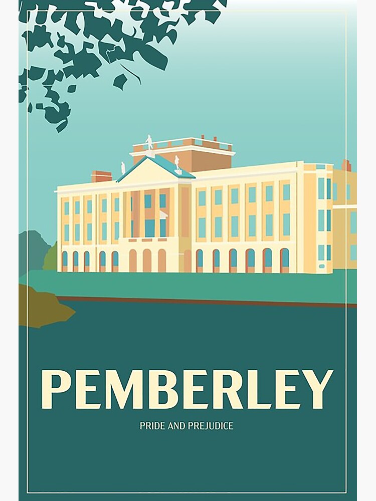 "Art Deco Pemberley from Pride and Prejudice Illustration" Sticker for ...